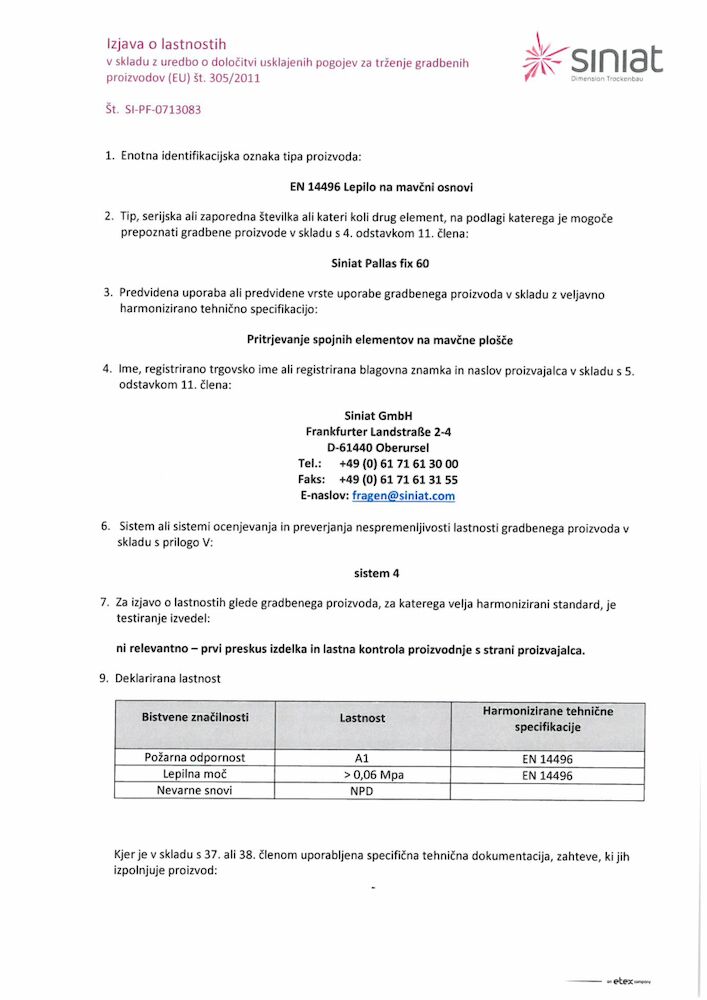 Dokumenti - center za prenos - Siniat